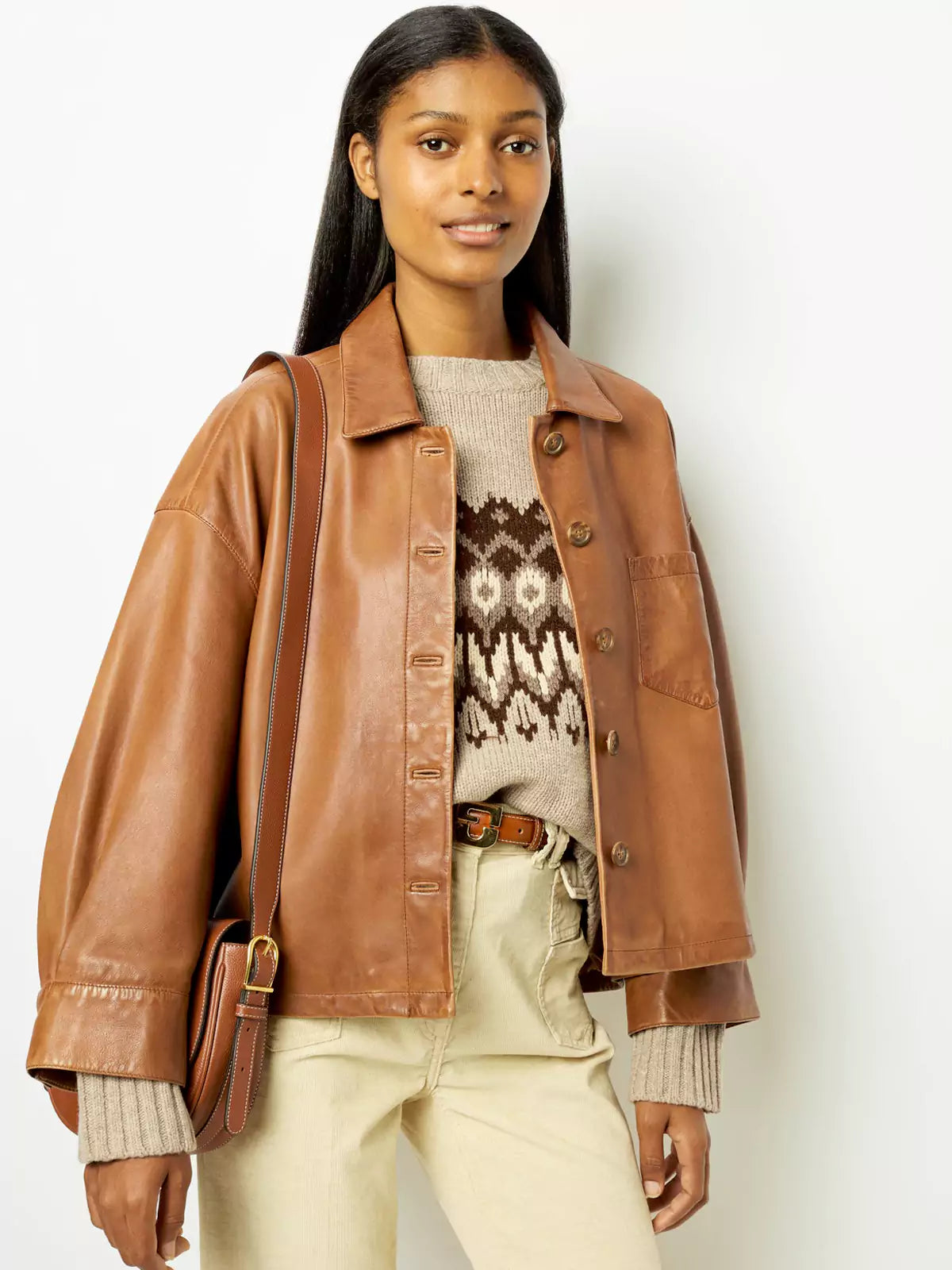 Minimalist Boxy Leather Short Jacket – Nsbua