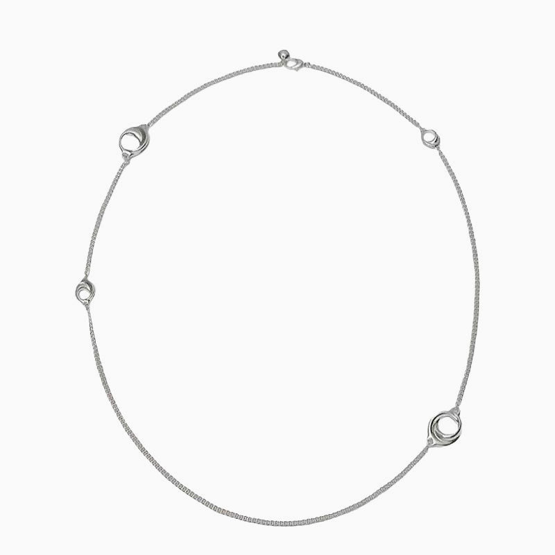 Luxe Sterling Silver Plated Curb Chain Spaced Open Hoop Opera Necklace ...